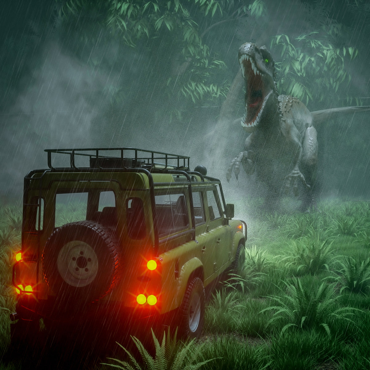 Jurassic Park Jeep backdrop – Inspired Party Backdrops